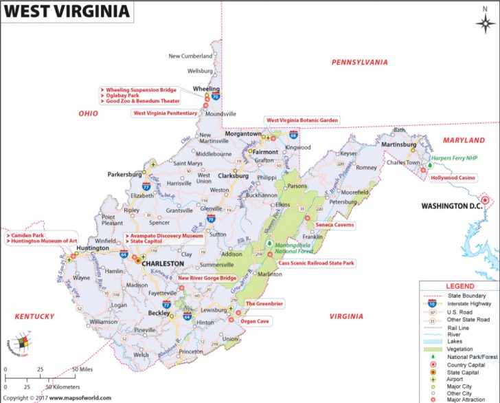 West Virginia Map, Map Of West Virginia, Wv Map Within West Virginia ...