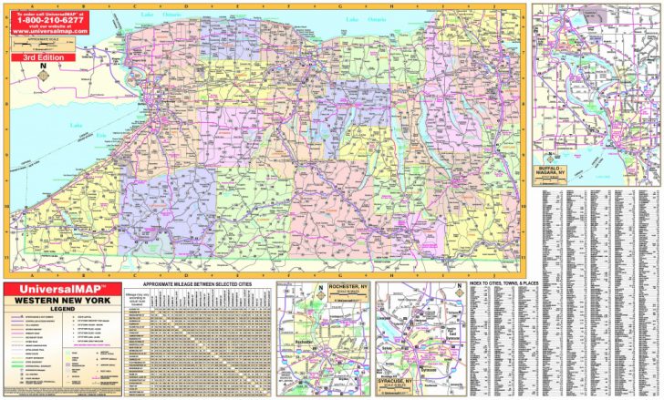 Western New York State Wall Map - Maps Throughout New York State Map ...