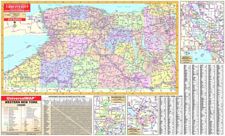 Western New York State Wall Map - Maps Throughout New York State Map ...
