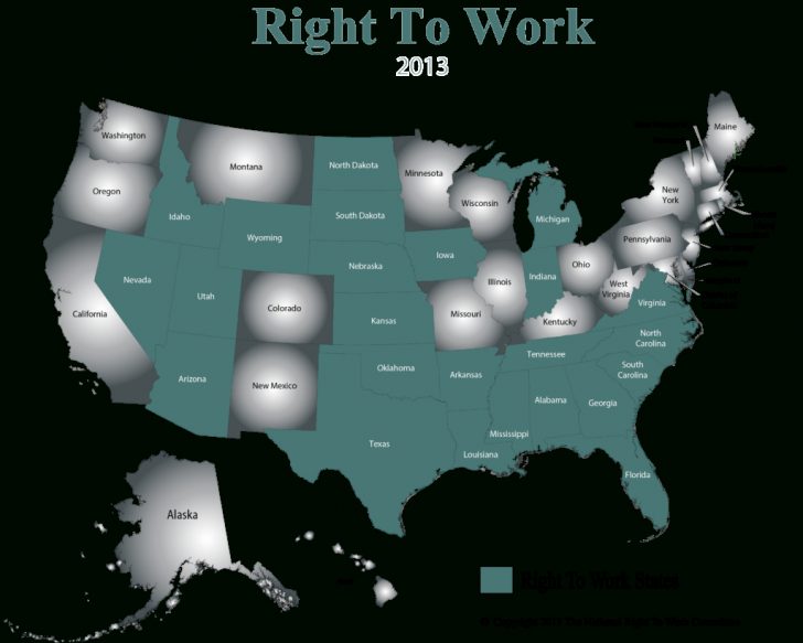 What Does Right To Work Mean? - Nrtwc Inside Map Of Right To Work ...